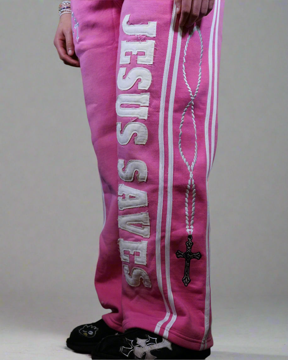 "Luminous Pink" Jesus Saves Sweatpants – Crowned Saints